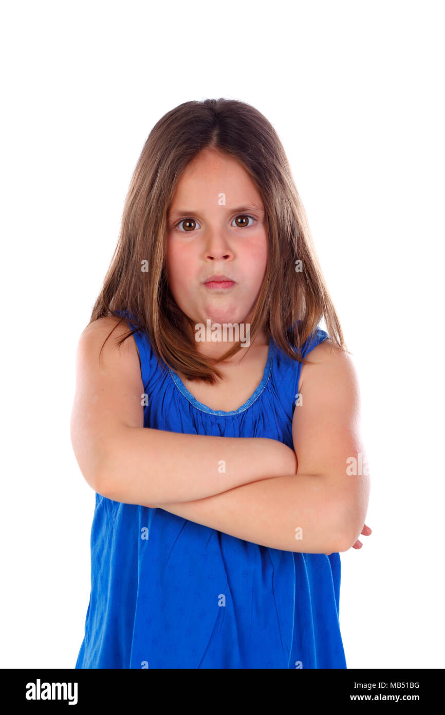 Angry small child isolated on a white background Stock Photo - Alamy