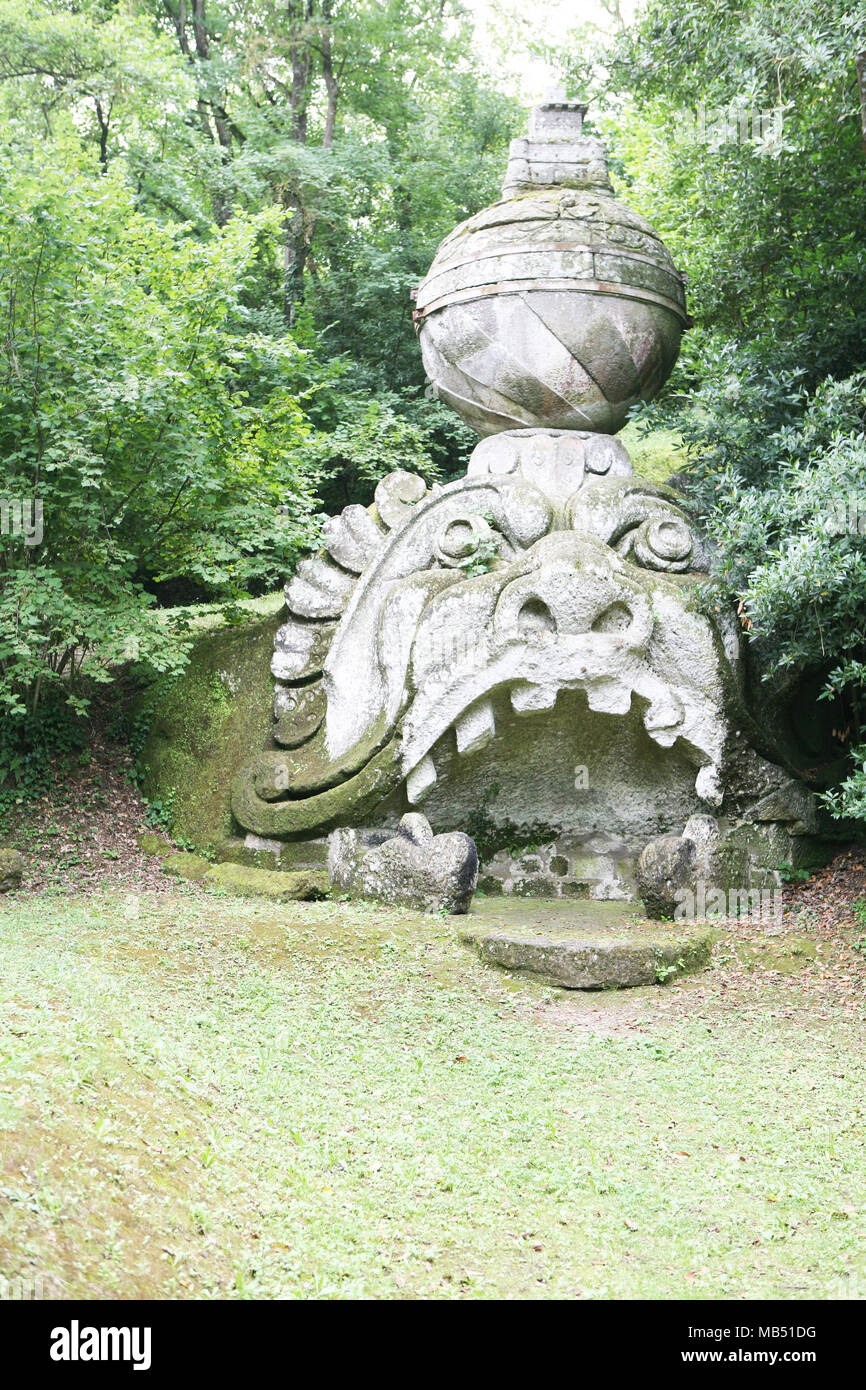 Giant head statue at Monster Park, Bomarzo, Italy Stock Photo - Alamy