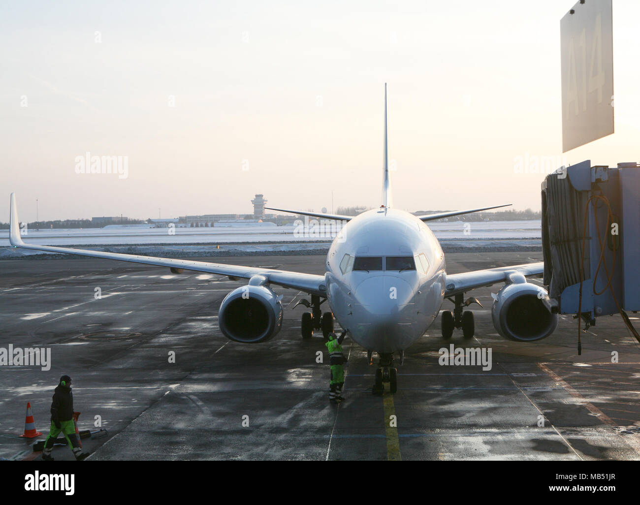 Aircraft at the airport gate, Copenhagen, Denmark Stock Photo - Alamy