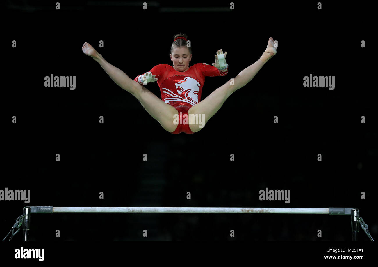 England's Kelly Simm on the Uneven Bars in the Women's Individual All ...