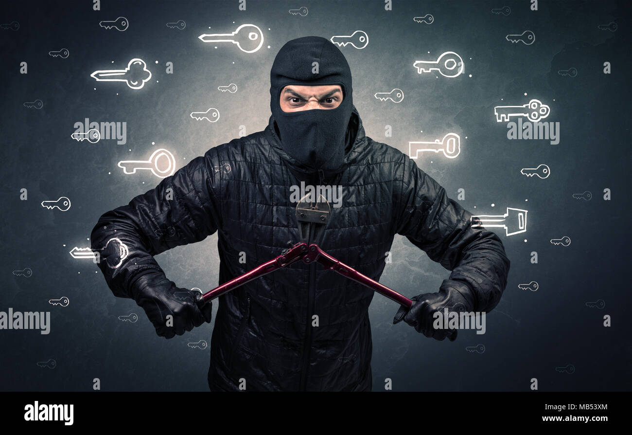 Burglar standing with tools in his hand Stock Photo - Alamy