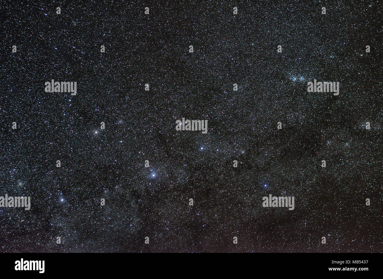 Star field with the constellation of Cassiopeia with visible open ...