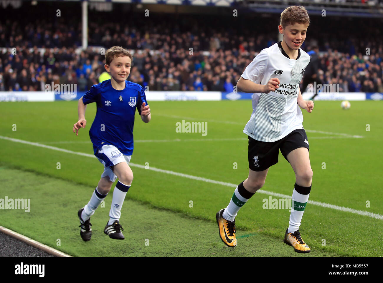 Run around pitch half time premier league match goodison park hi-res ...