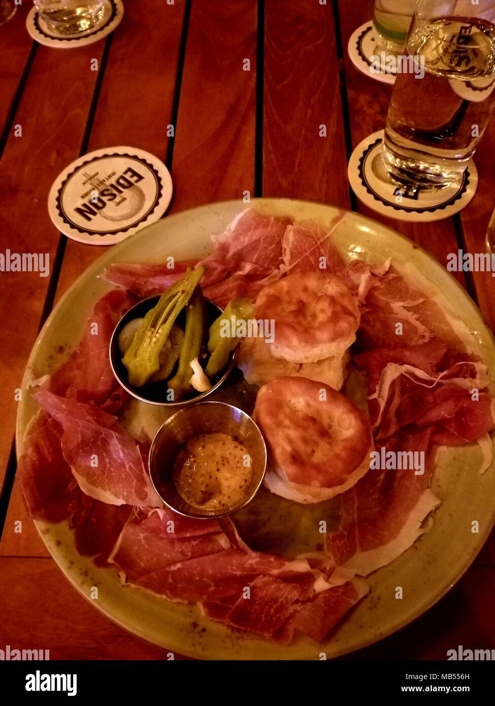 Ham & Biscuit Plate Stock Photo - Alamy