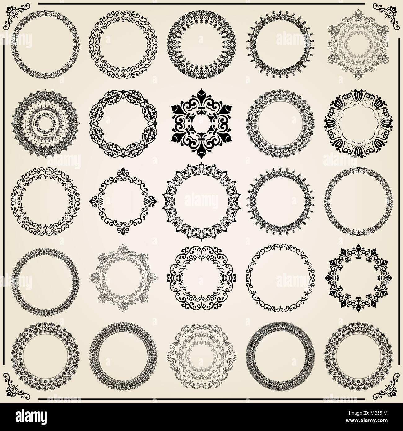Vintage Set of Round Elements Stock Photo - Alamy