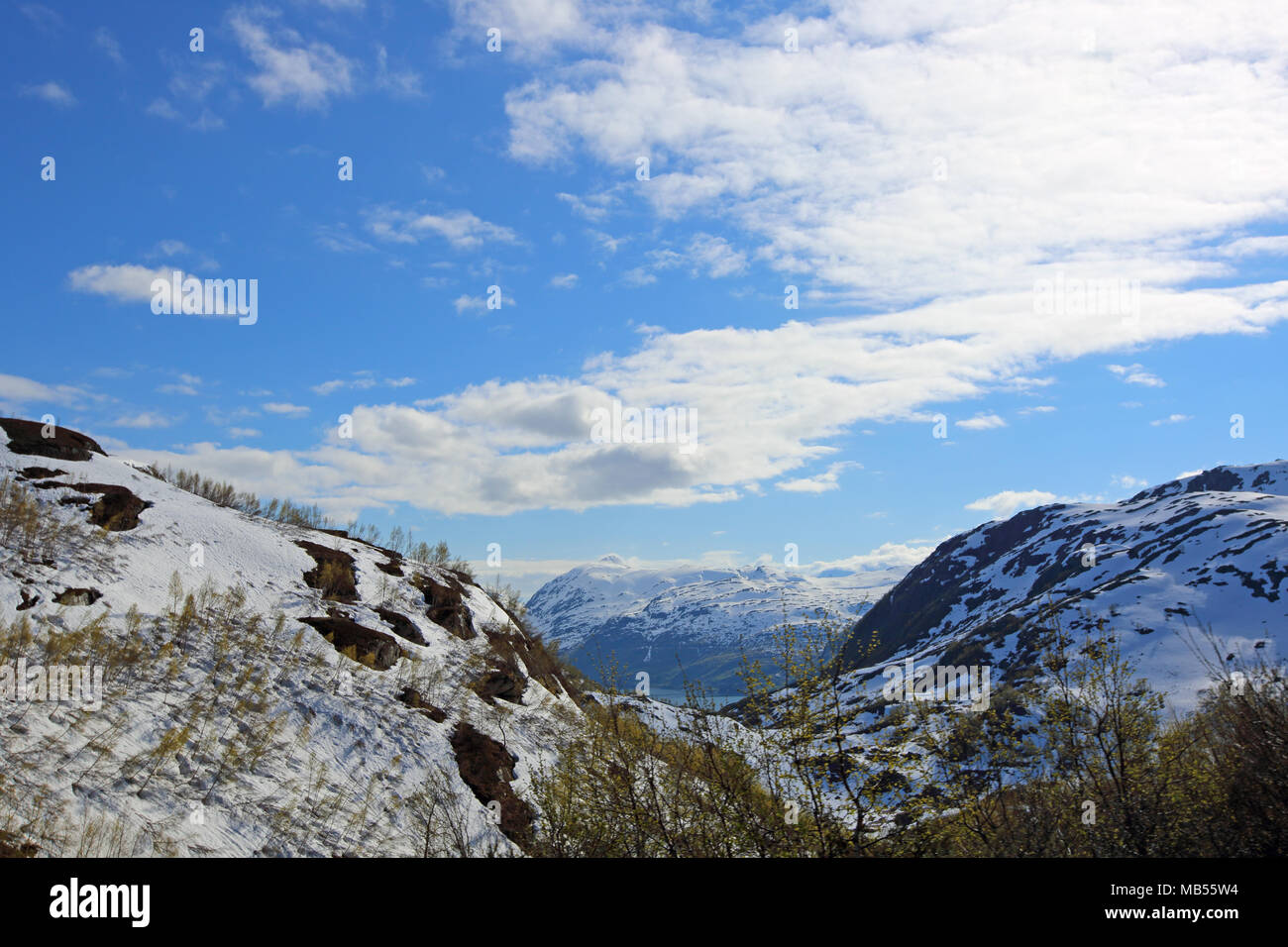 Spring Norway landscape with mountains and water of fjord Stock Photo ...