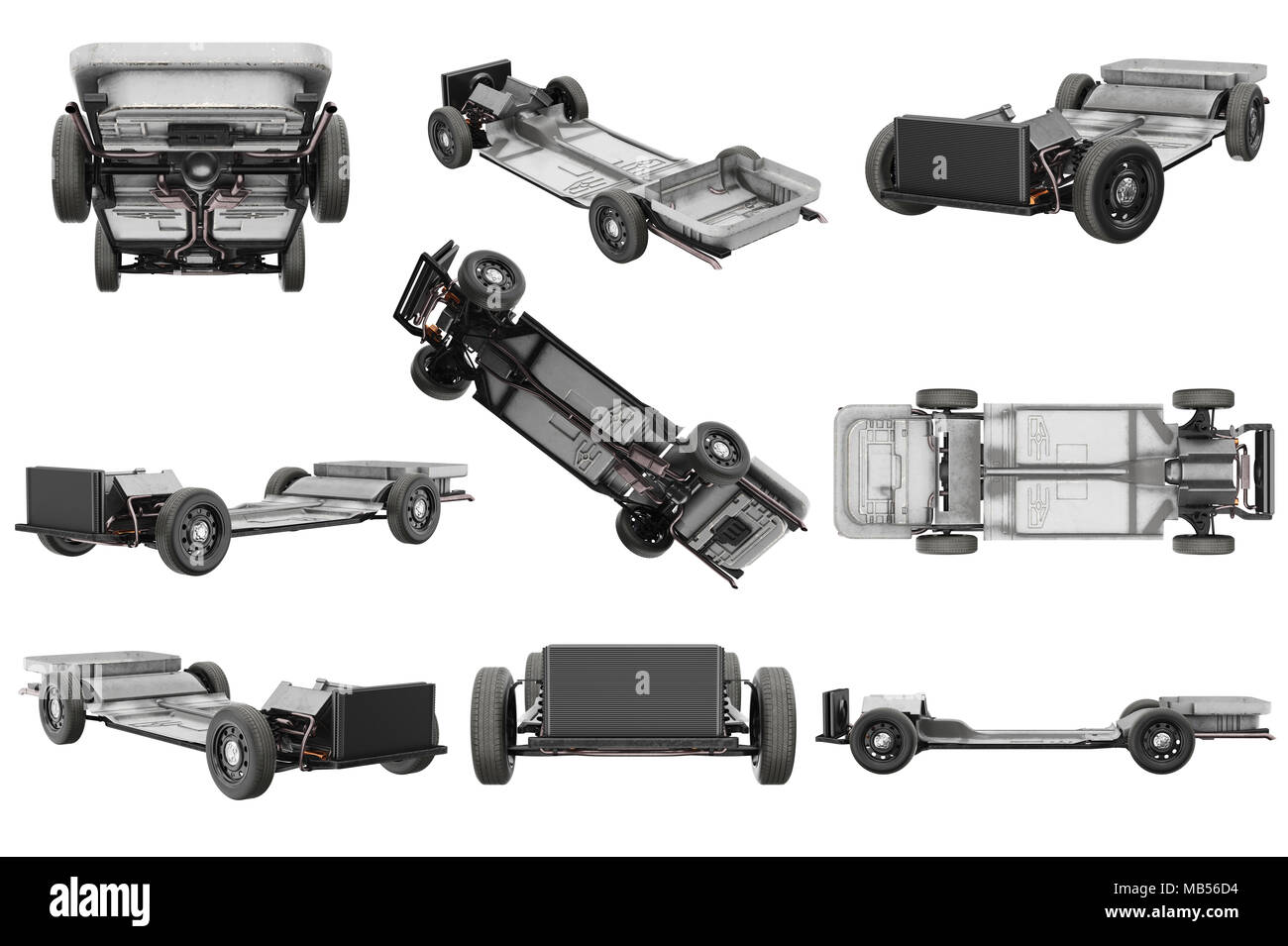 Chassis frame car with wheel set. 3D rendering Stock Photo - Alamy