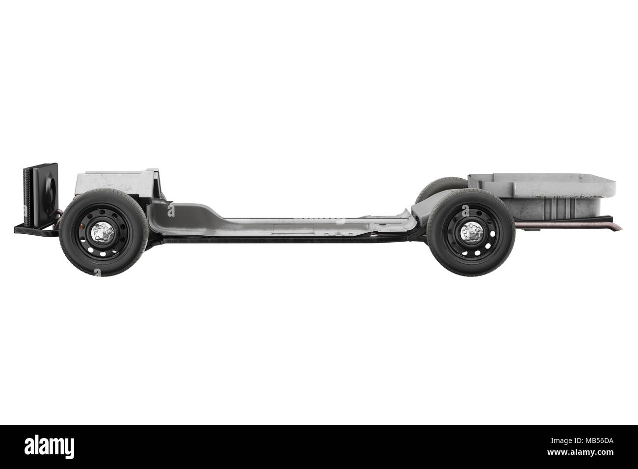 Chassis frame black dirt wheel, side view. 3D rendering Stock Photo - Alamy