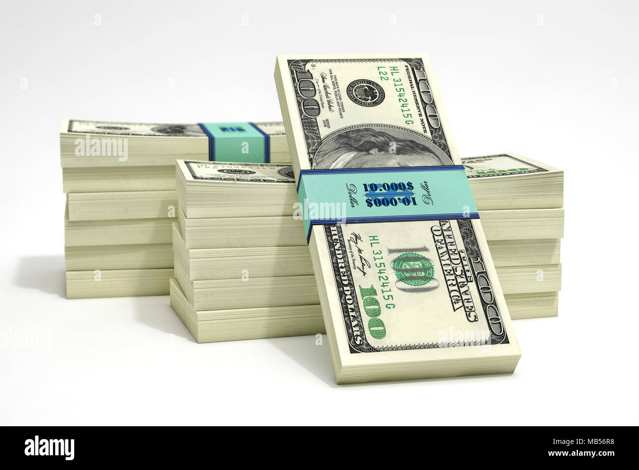 Bundles of 100 Dollar banknotes - 3D Rendering Stock Photo - Alamy