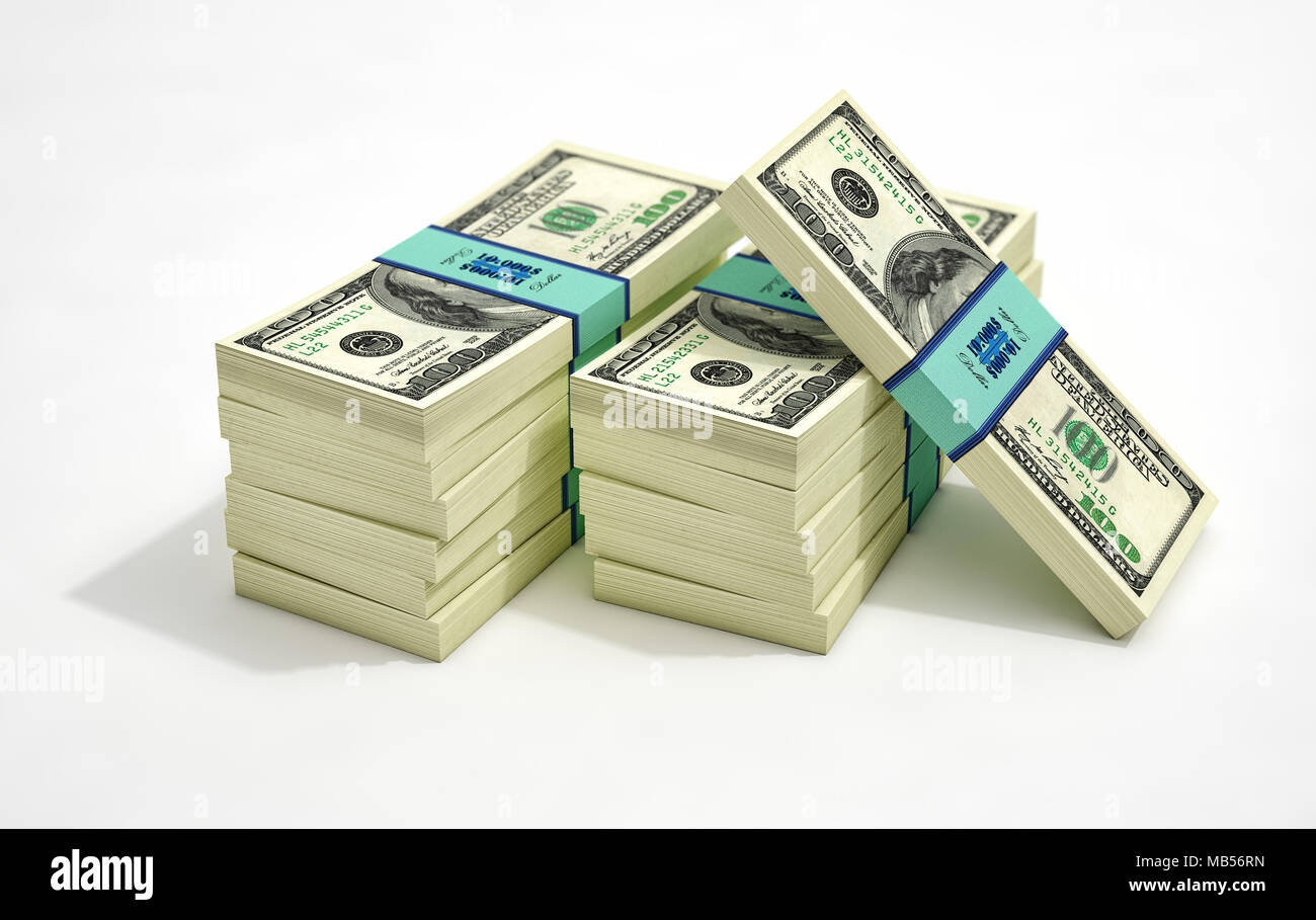 Bundles of 100 Dollar banknotes - 3D Rendering Stock Photo - Alamy