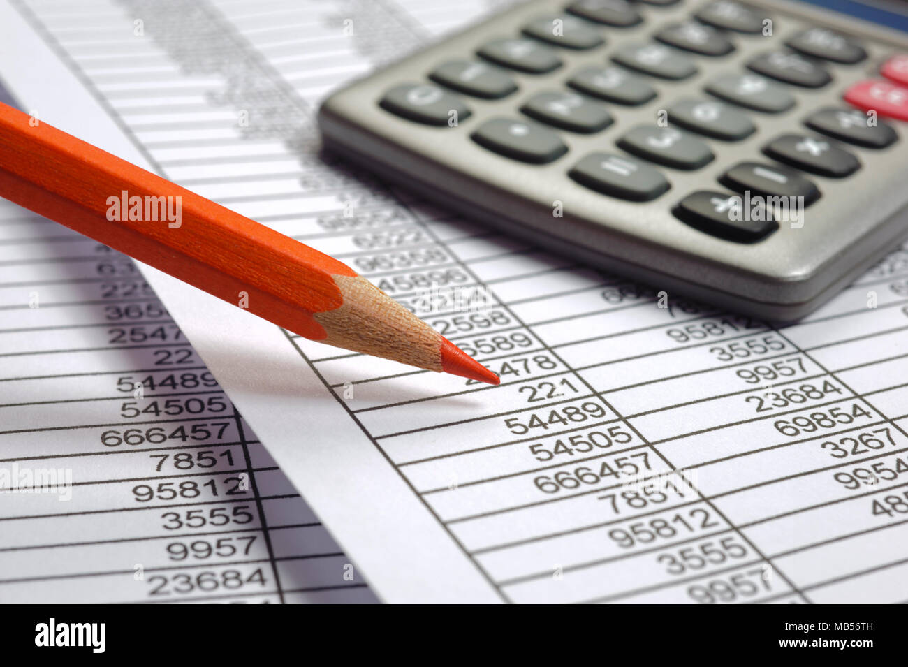 calculator and pencil laying on financial business chart Stock Photo ...