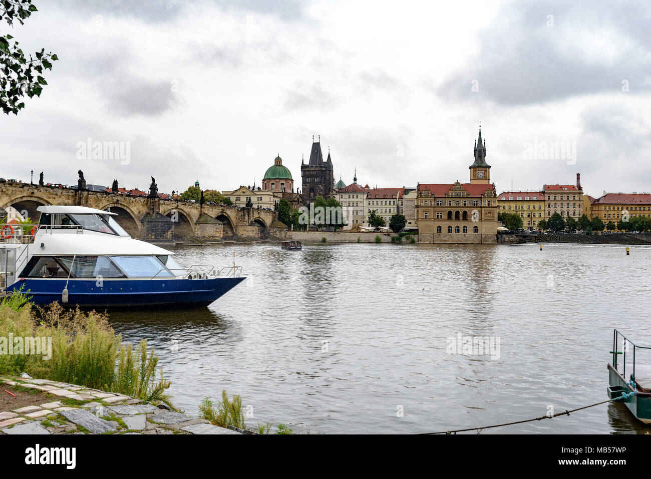 Landscape of Prague with the Vltava river Stock Photo - Alamy