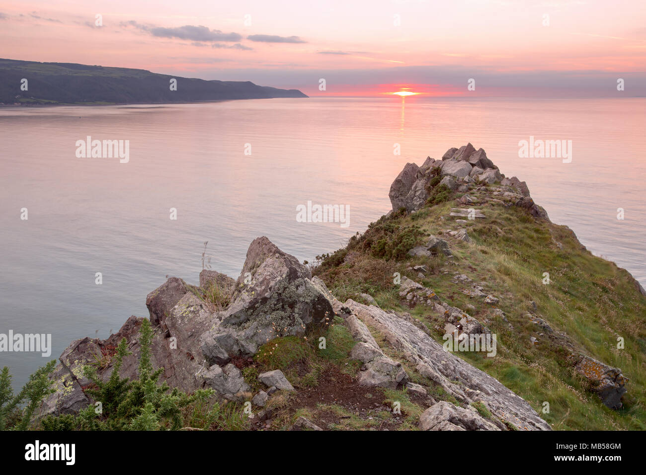 Sunset from Hurlstone Point near Porlock Exmoor Somerset Uk Stock Photo ...