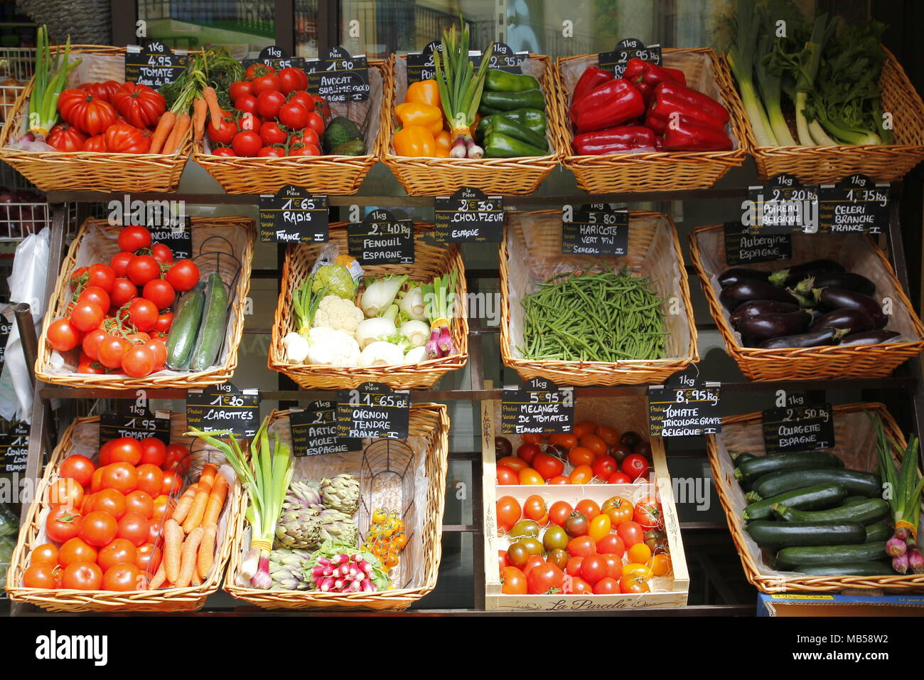 Fresh vegetables in a local market Stock Photo - Alamy