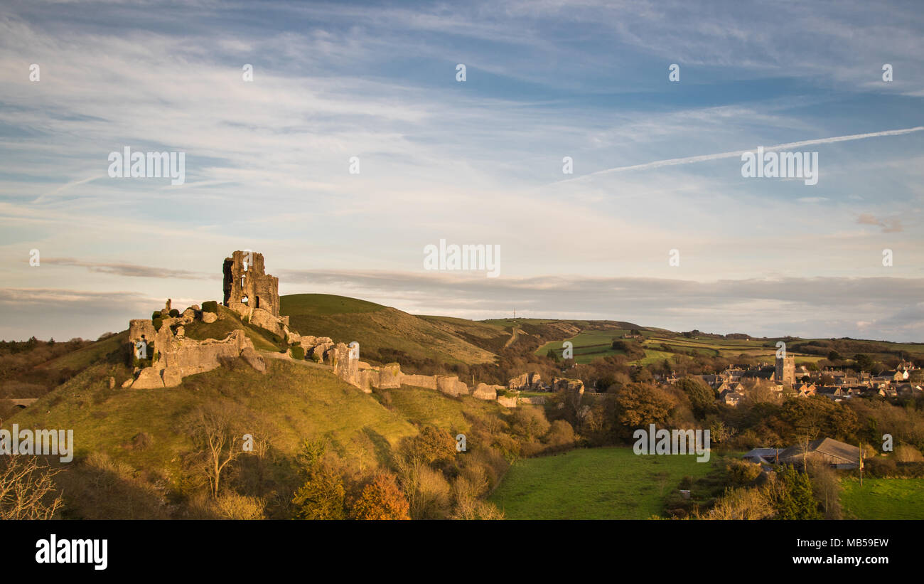 Corfe Castle and Village Stock Photo - Alamy