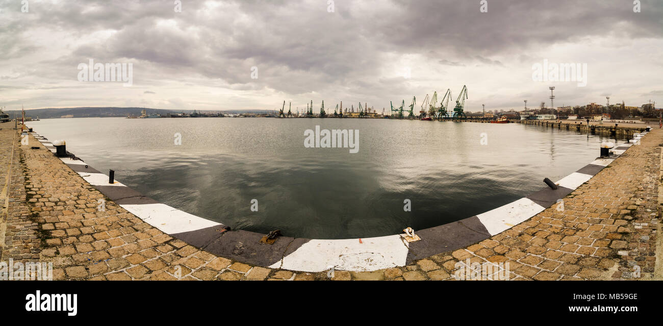 Varna harbor Panoramic view , rainy day and overcast sky Stock Photo ...