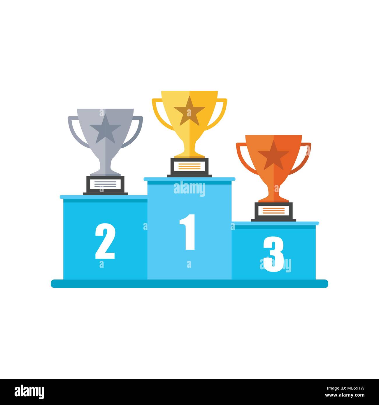 Winners podium with trophy icon in flat style. Pedestal illustration on ...