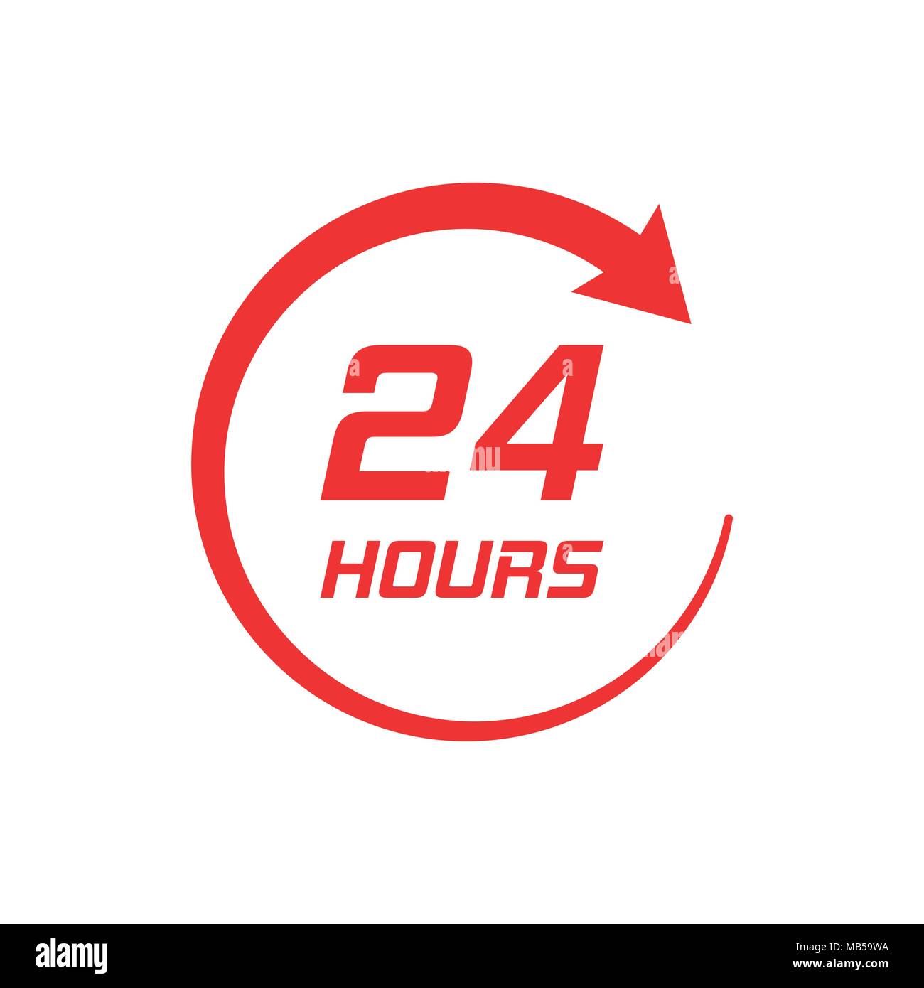 Twenty four hour clock icon in flat style. 24/7 service time ...
