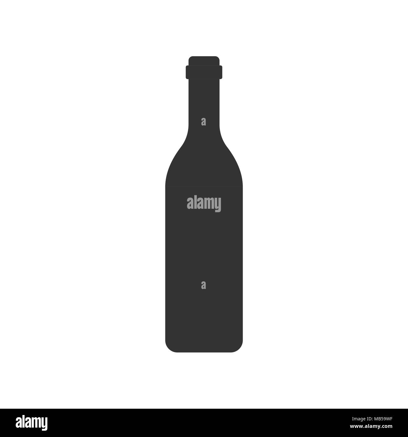 Wine bottle icon in flat style. Alcohol bottle illustration on white ...