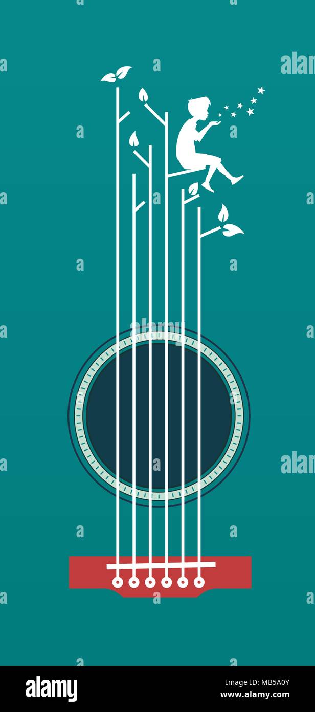 Guitar strings and child silhouette Stock Vector Image & Art - Alamy