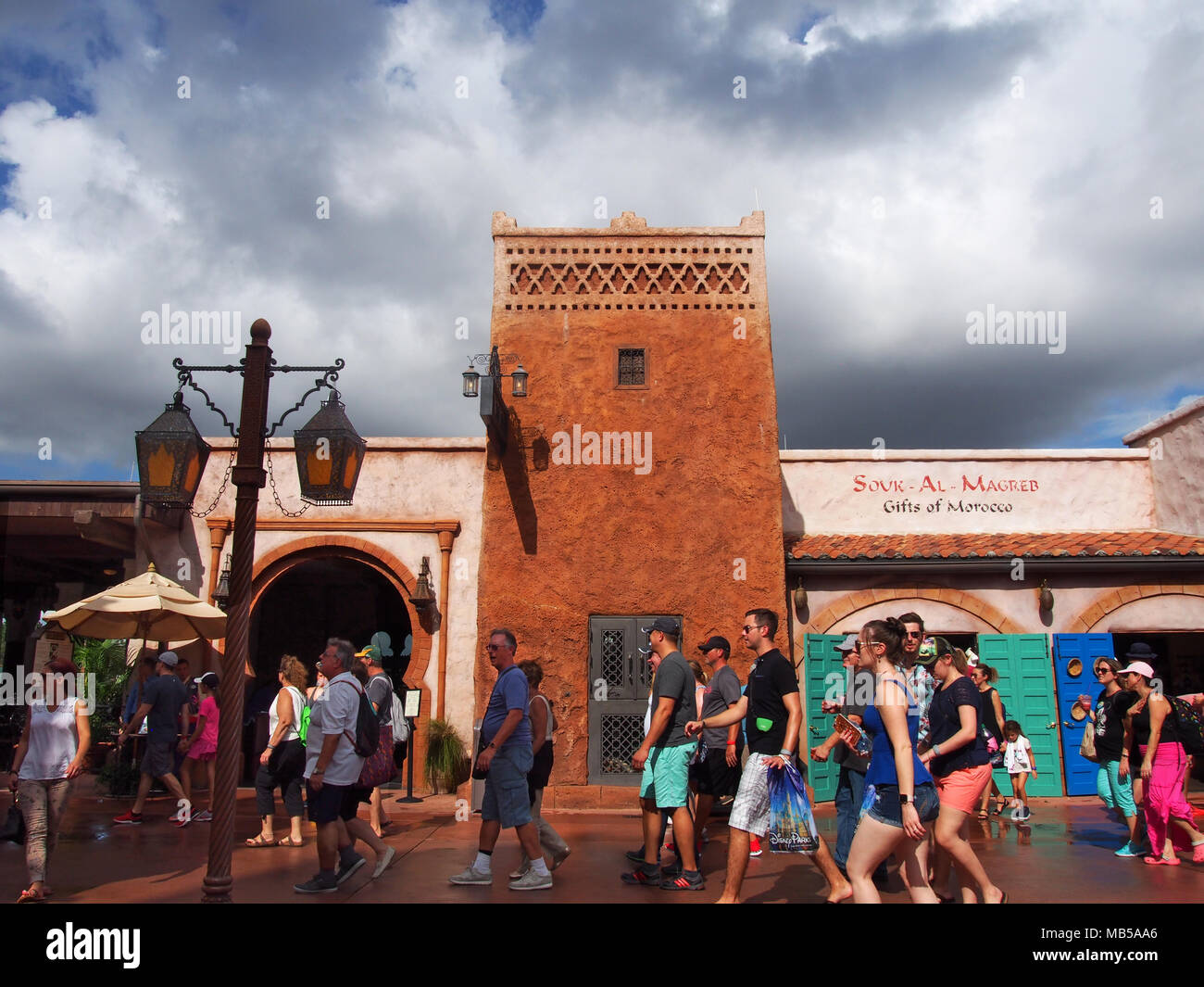 Visitors walking through Morocco at World Disney World Epcot Center ...