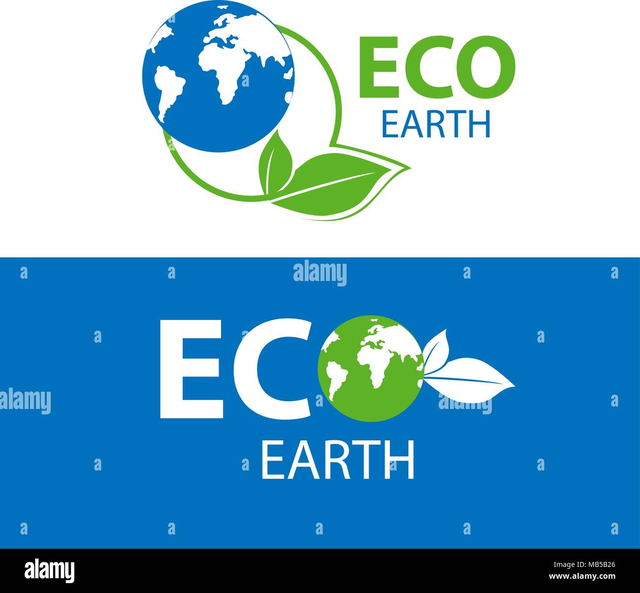Color label of ECO earth on white and blue background. Vector il Stock ...