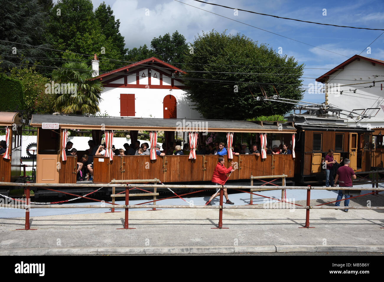Le petit Train de la Rhune, train station at Col de Saint-Ignace, Sare ...