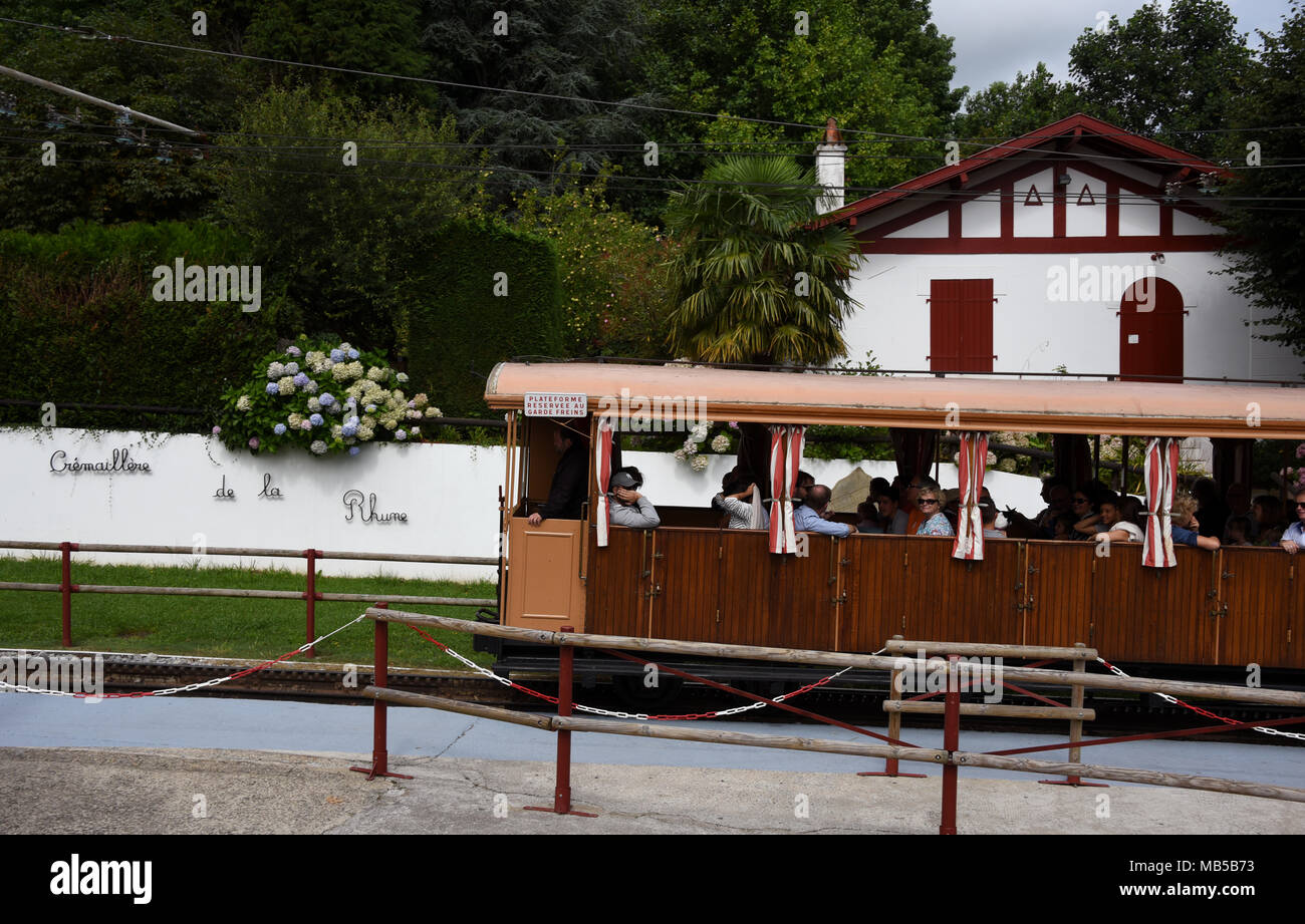 Le petit Train de la Rhune, train station at Col de Saint-Ignace, Sare ...