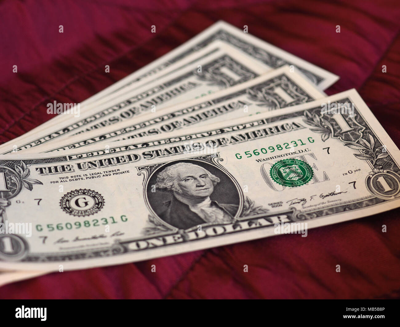 One Dollar banknotes money (USD), currency of United States over ...