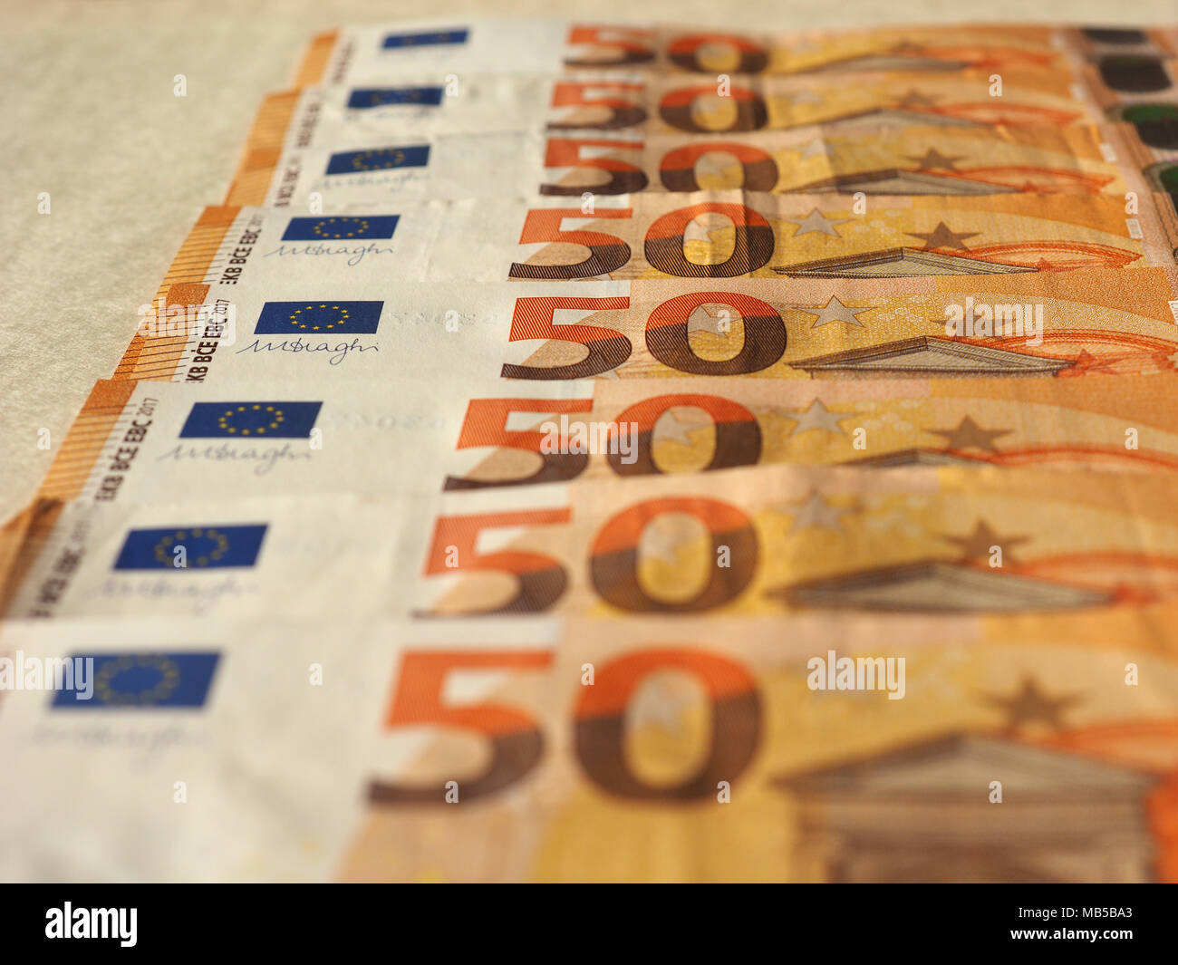 Fifty Euro banknotes money (EUR), currency of European Union Stock ...