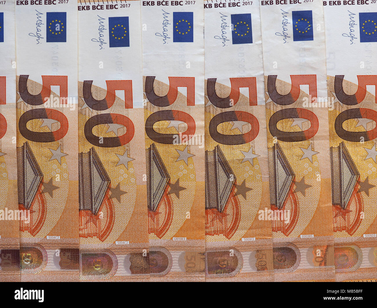 Fifty Euro banknotes money (EUR), currency of European Union Stock ...