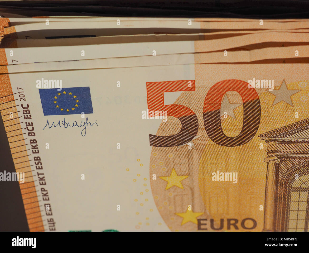 Fifty Euro banknotes money (EUR), currency of European Union Stock ...