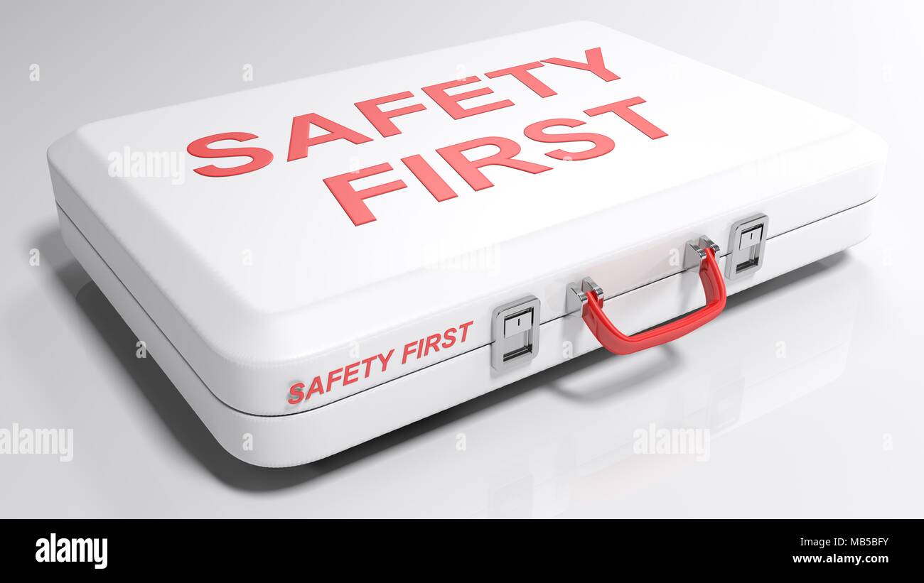 SAFETY FIRST white bag - 3D rendering Stock Photo - Alamy