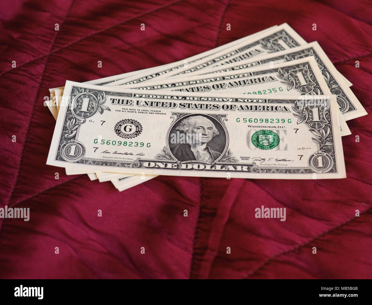 One Dollar banknotes money (USD), currency of United States over ...