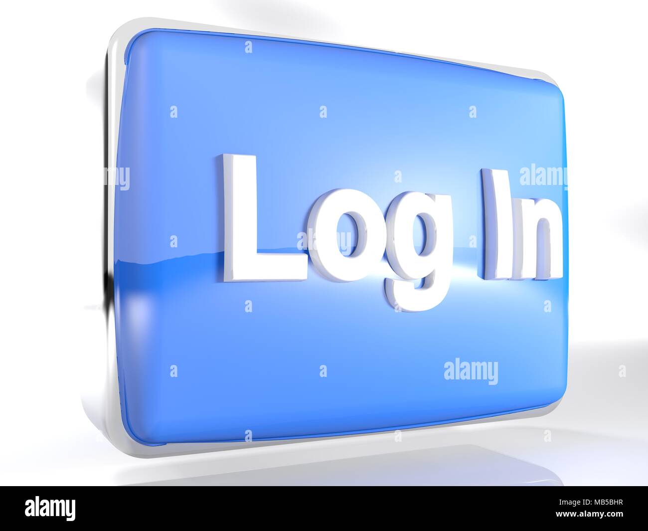 Log In blue box icon - 3D rendering Stock Photo - Alamy