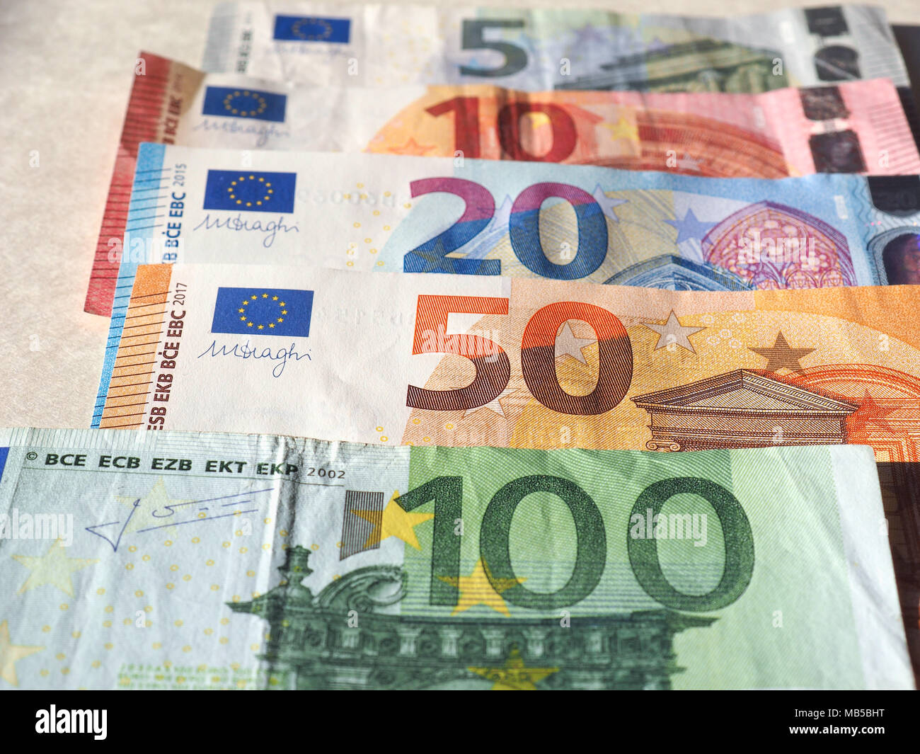 Euro banknotes money (EUR), currency of European Union, full range ...