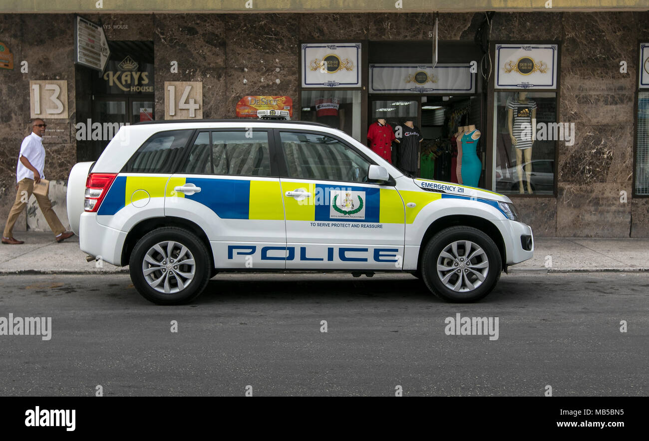 Barbados police vehicle in Bridgetown Stock Photo - Alamy
