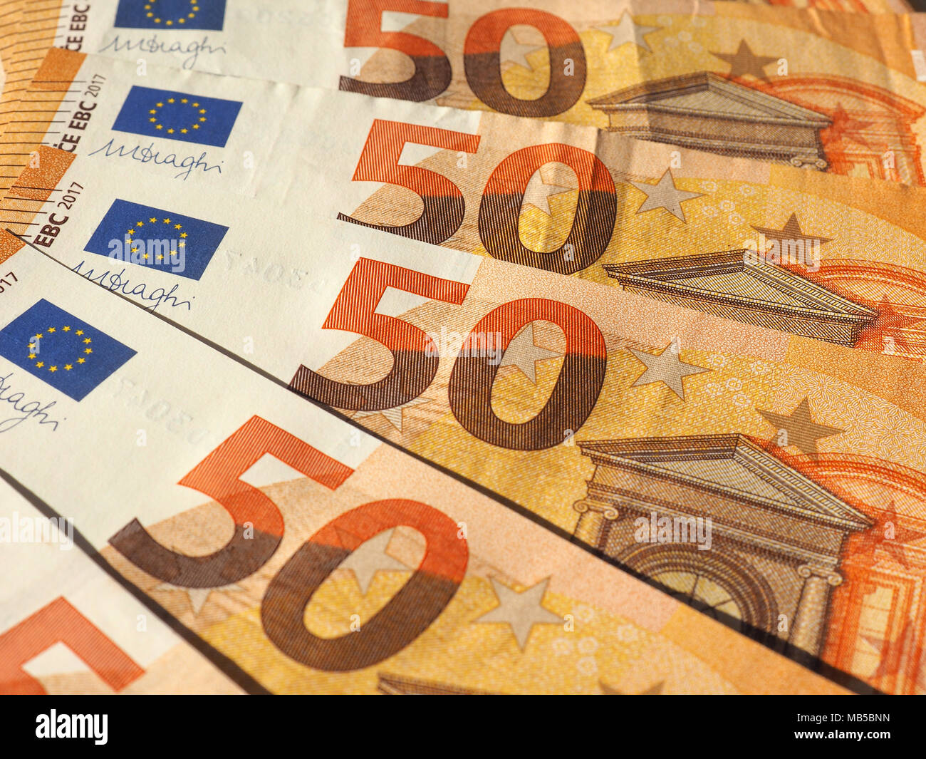 Fifty Euro banknotes money (EUR), currency of European Union Stock ...