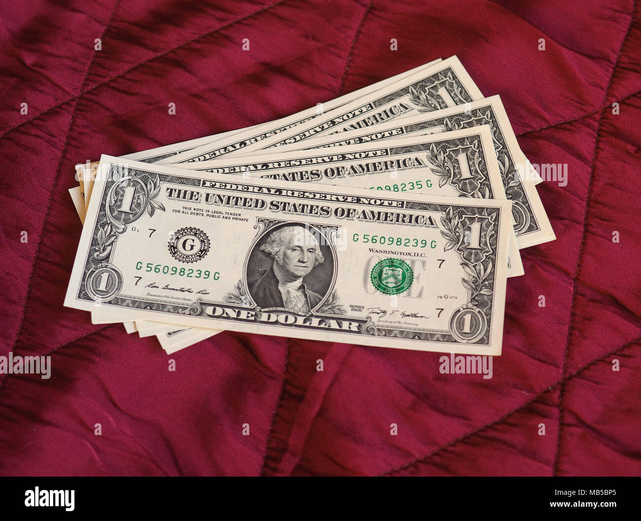 One Dollar banknotes money (USD), currency of United States over ...