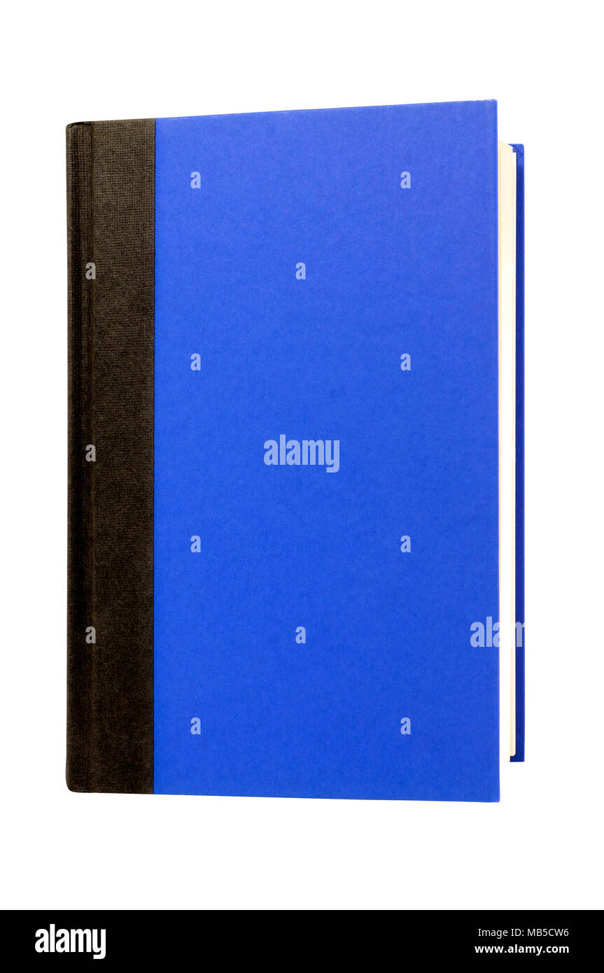 Blue hardcover book black spine front cover upright vertical isolated ...