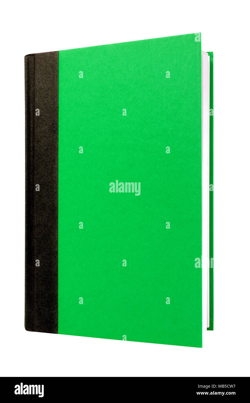 Bright green hardcover book front cover upright vertical isolated on ...