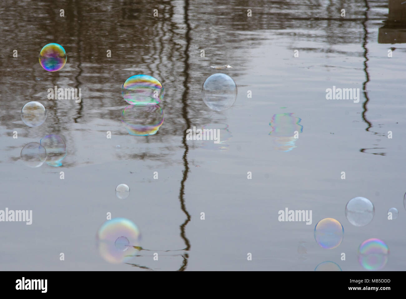 several bubbles over water Stock Photo - Alamy