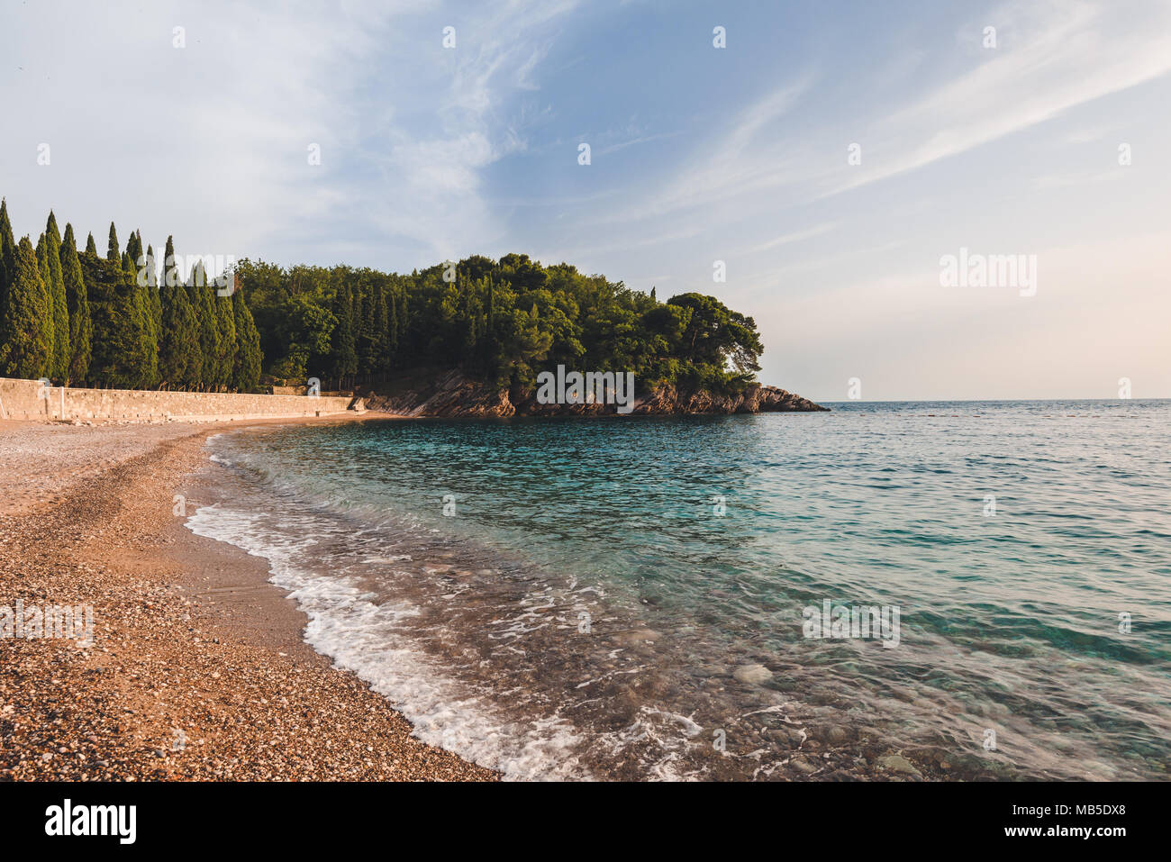 Milocer Beach and Park in Montenegro Stock Photo - Alamy
