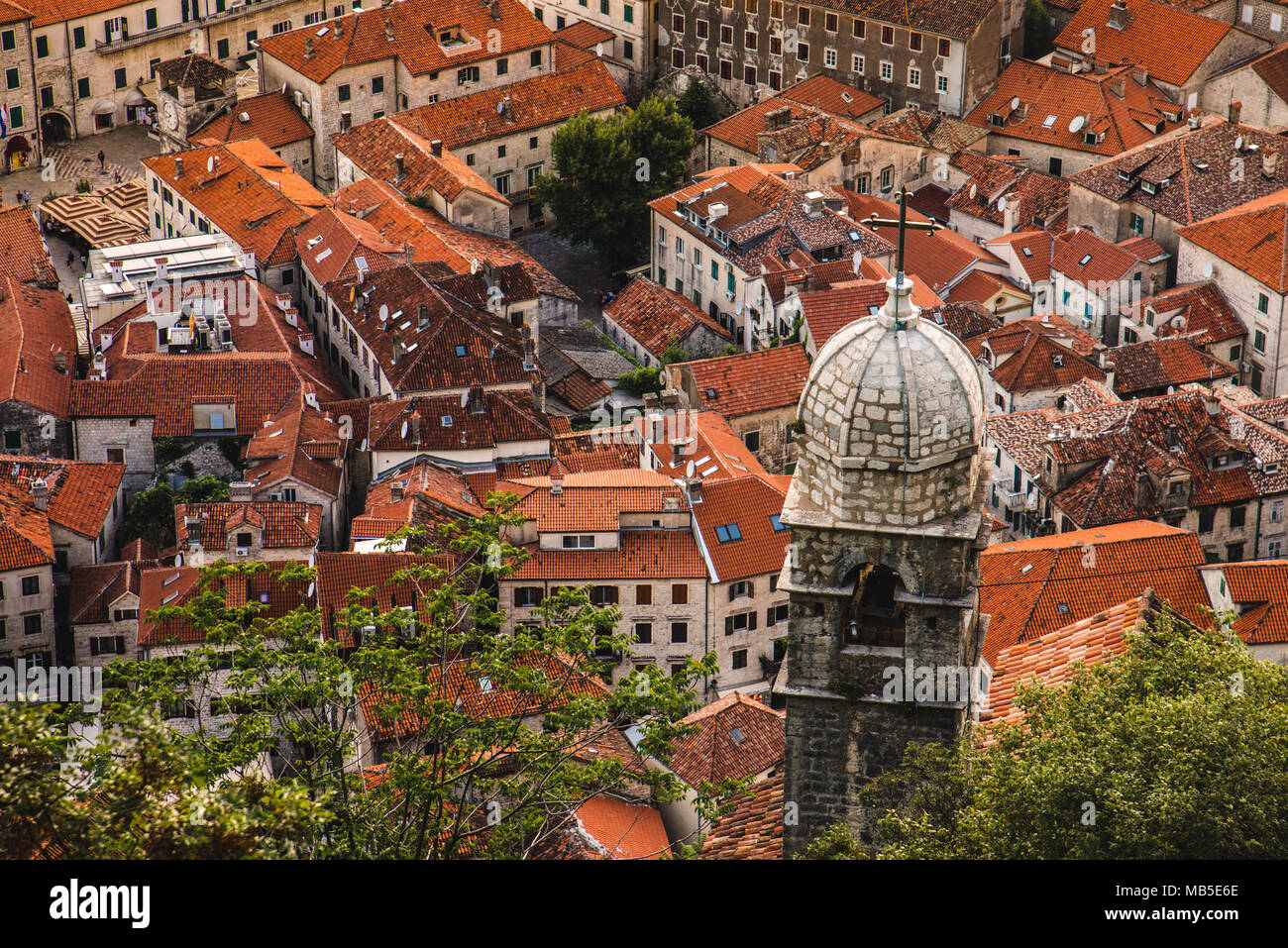 Kotor Old Town Rooftops Stock Photo - Alamy