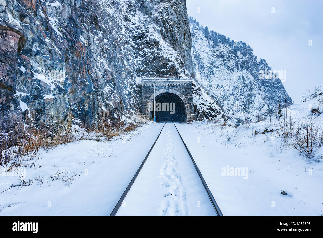 View of the old tunnel. Circum-Baikal Railway. Russia Stock Photo - Alamy