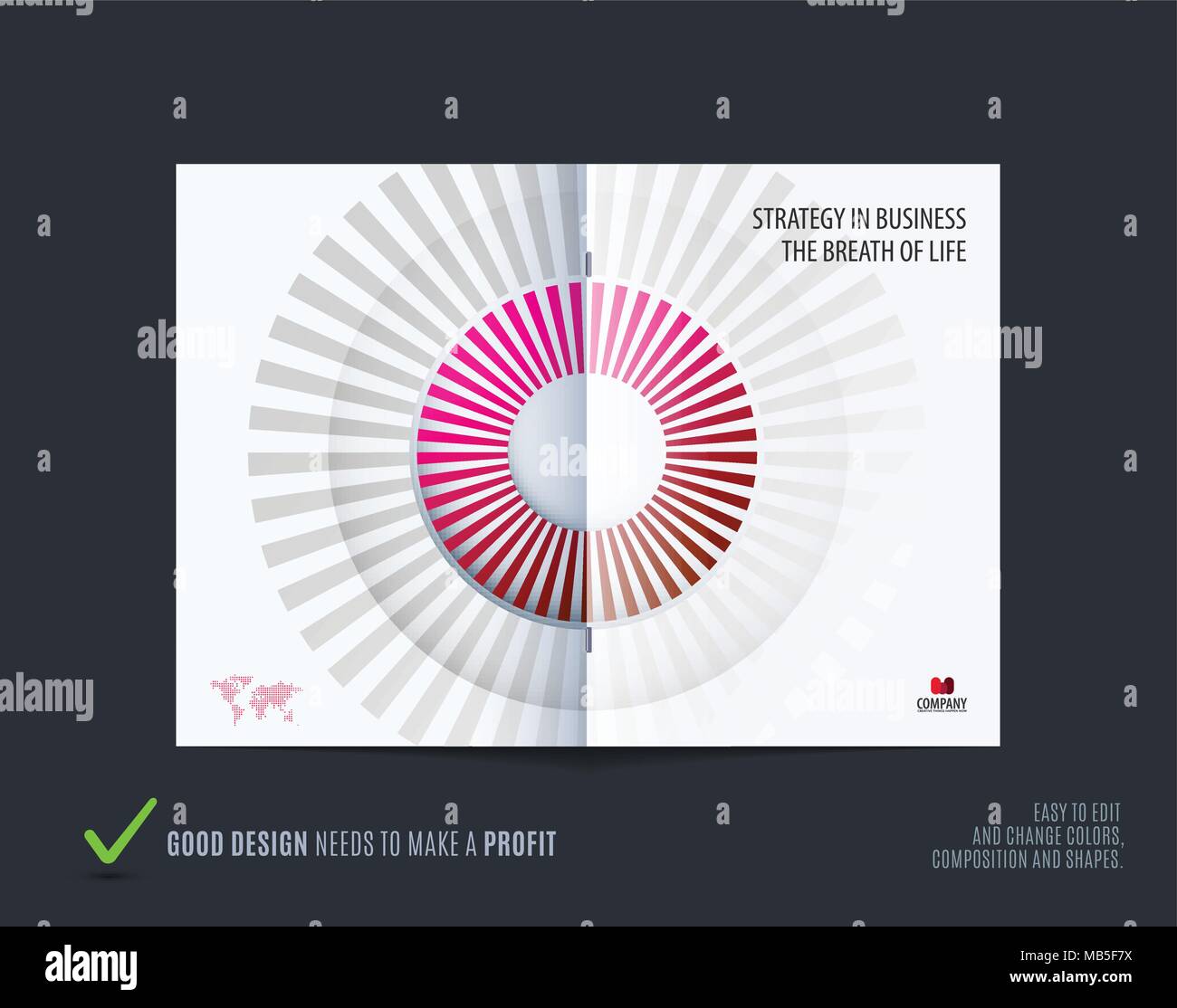 Abstract brochure red design, modern catalog, centerfold cover, flyer ...