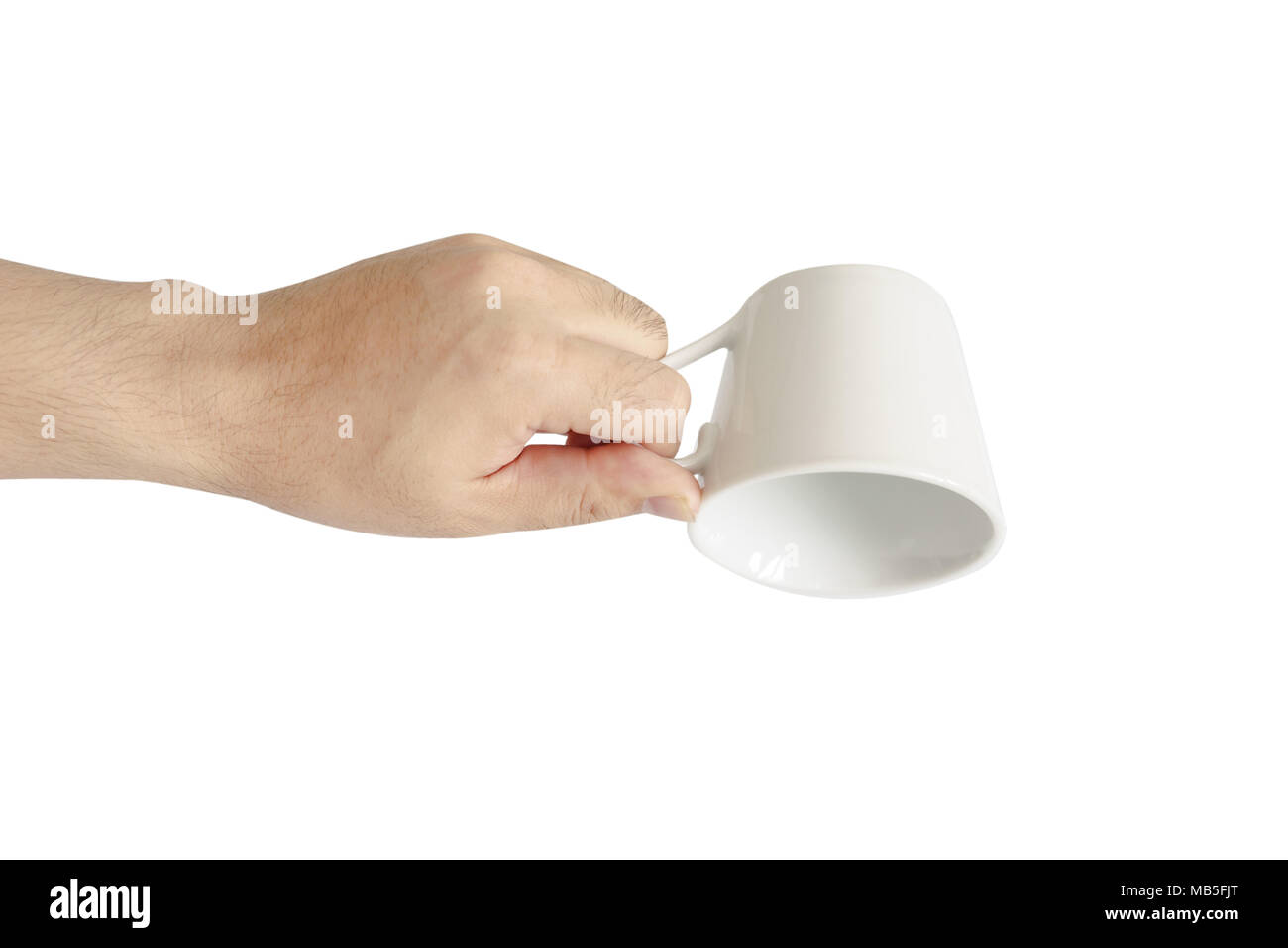 Hand on Coffee cup on white background Stock Photo - Alamy