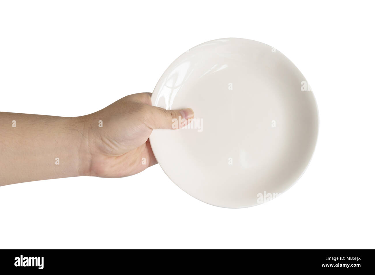 Hand on plate white background Stock Photo - Alamy