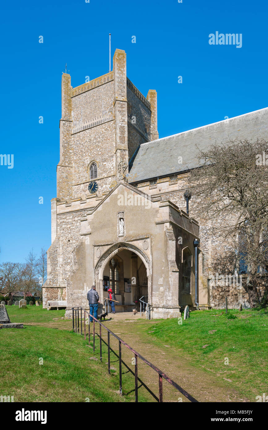 Orford church, view of the tower and porch of the medieval parish ...