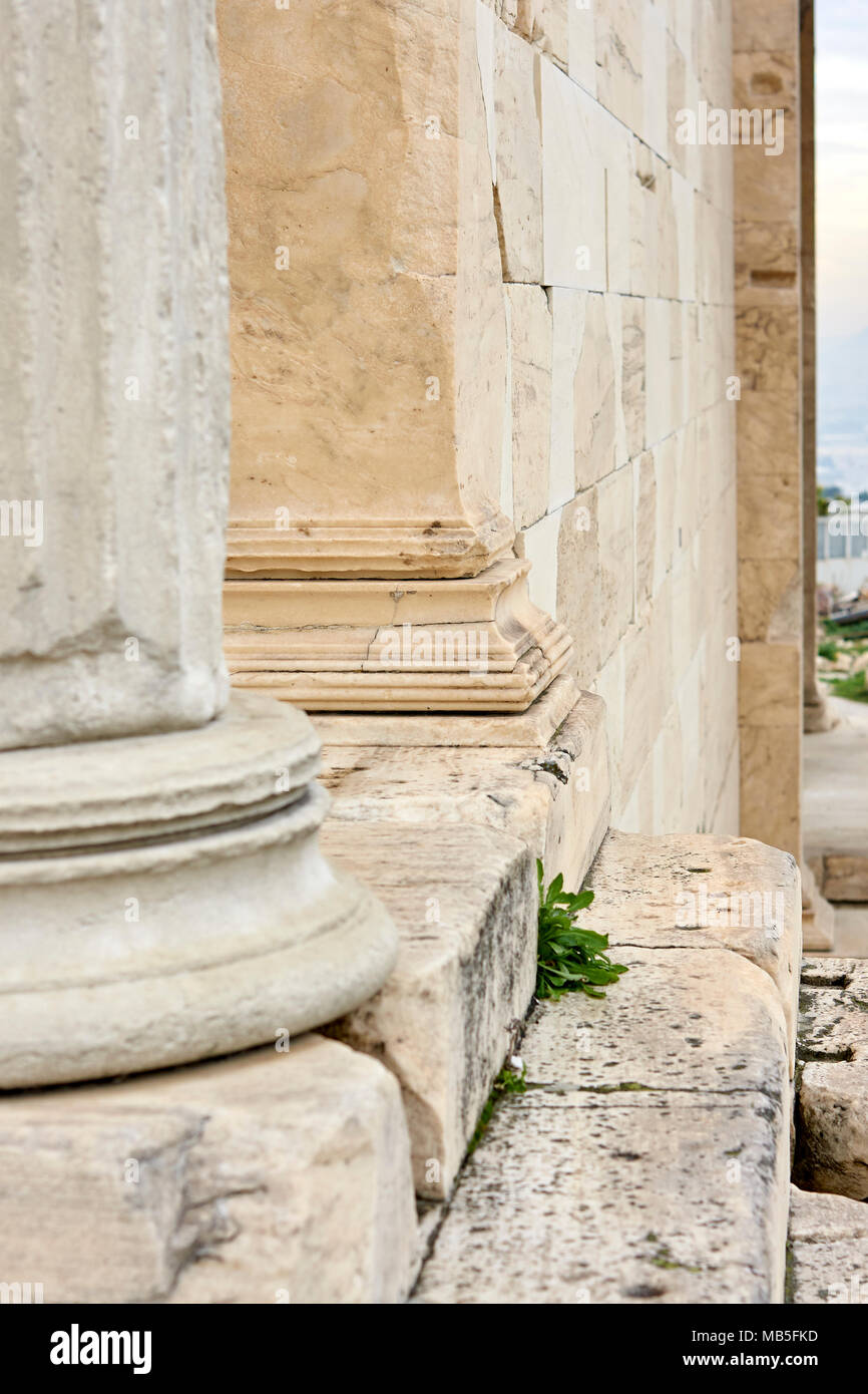 close ups of buildings on the acropolis of athens in athens greece ...